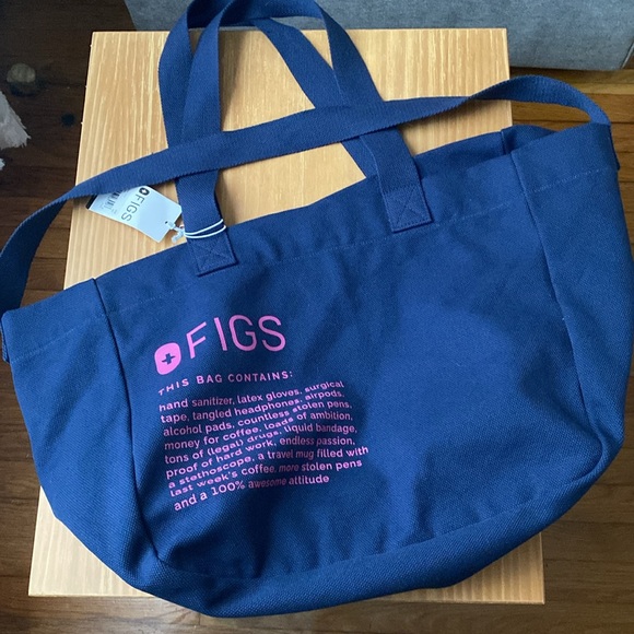 Figs | Bags | Figs Large Canvas Tote Navy Blue Canvas With Pink ...